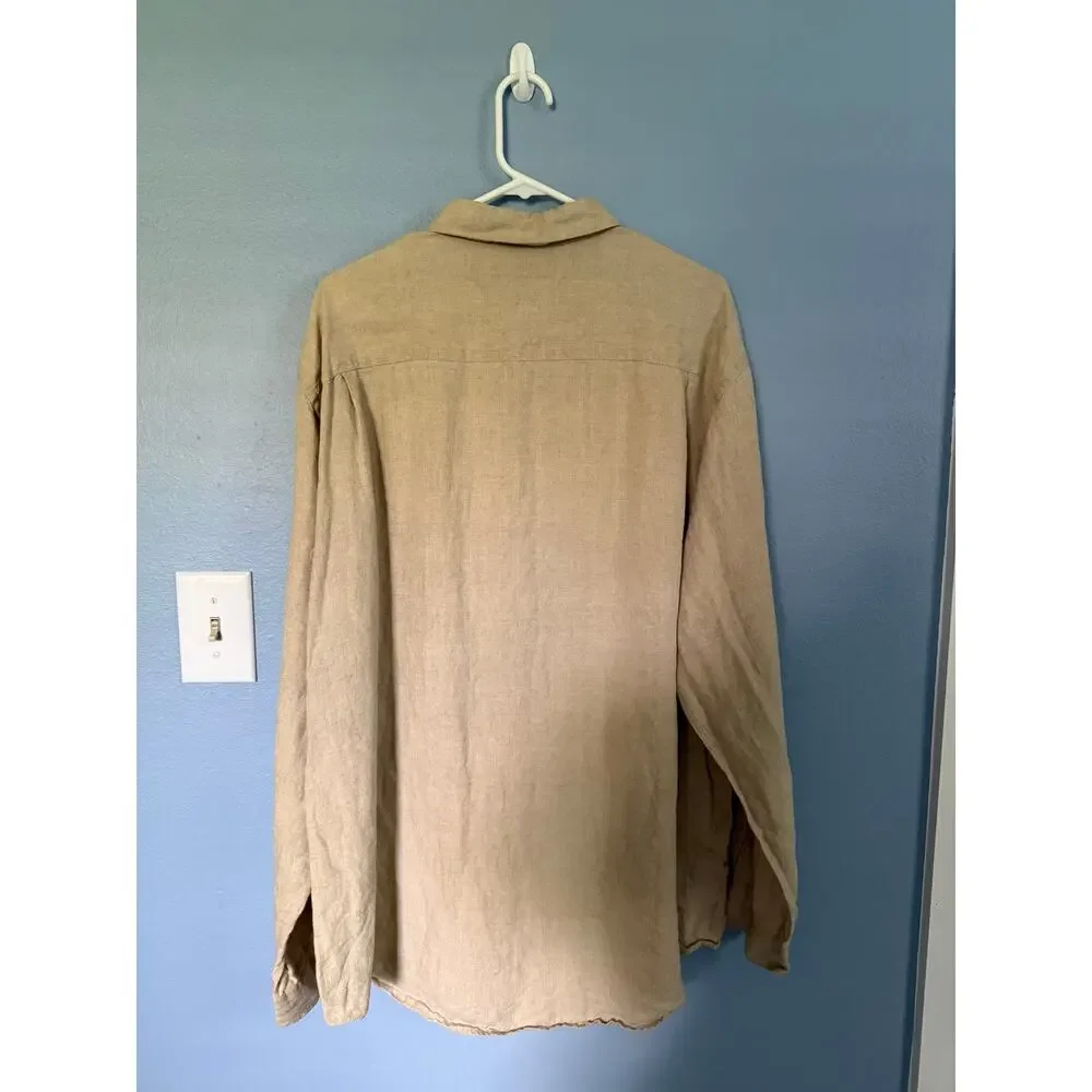 Tasso Elba | Shirts | Vintage Tasso Elba 0 Irish Linen Shirt Xl Beige ...